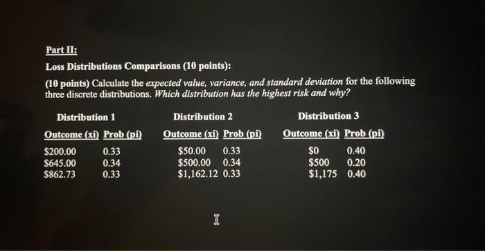 Solved Part II: Loss Distributions Comparisons (10 points): | Chegg.com