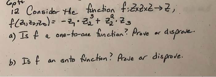 Solved Epto. 12. Consider the function f: ZxZxZZ , f(Zizzzs) | Chegg.com