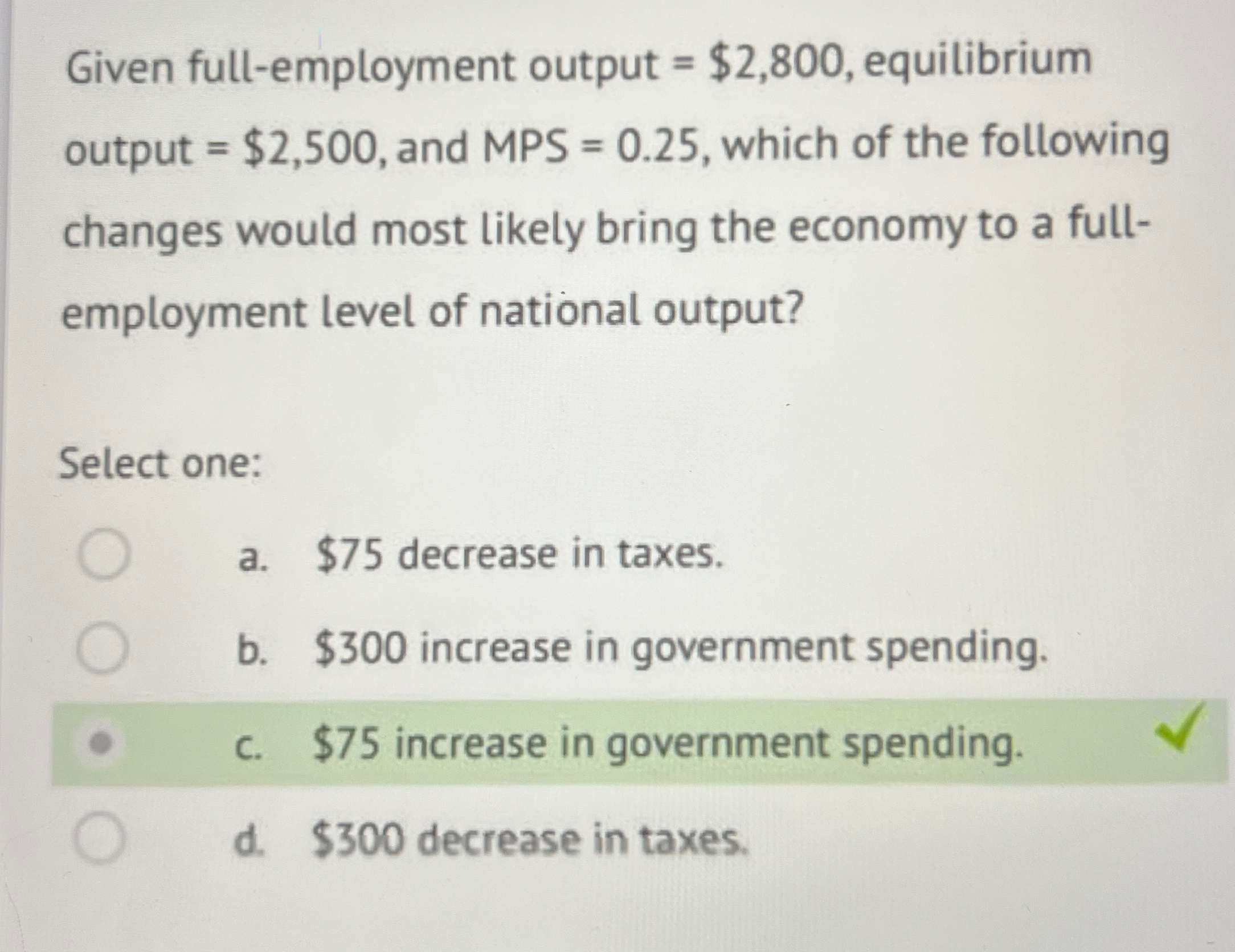 Solved Given full-employment output =$2,800, ﻿equilibrium | Chegg.com