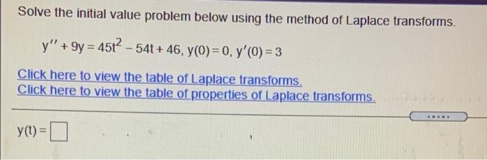 Solved Solve the initial value problem below using the | Chegg.com