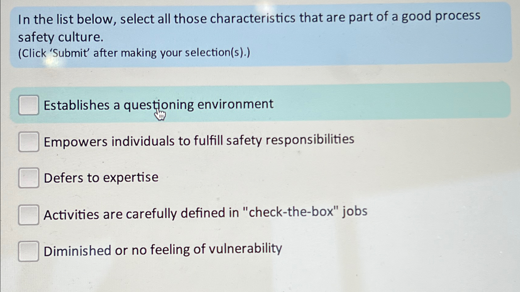 Solved In the list below, select all those characteristics | Chegg.com