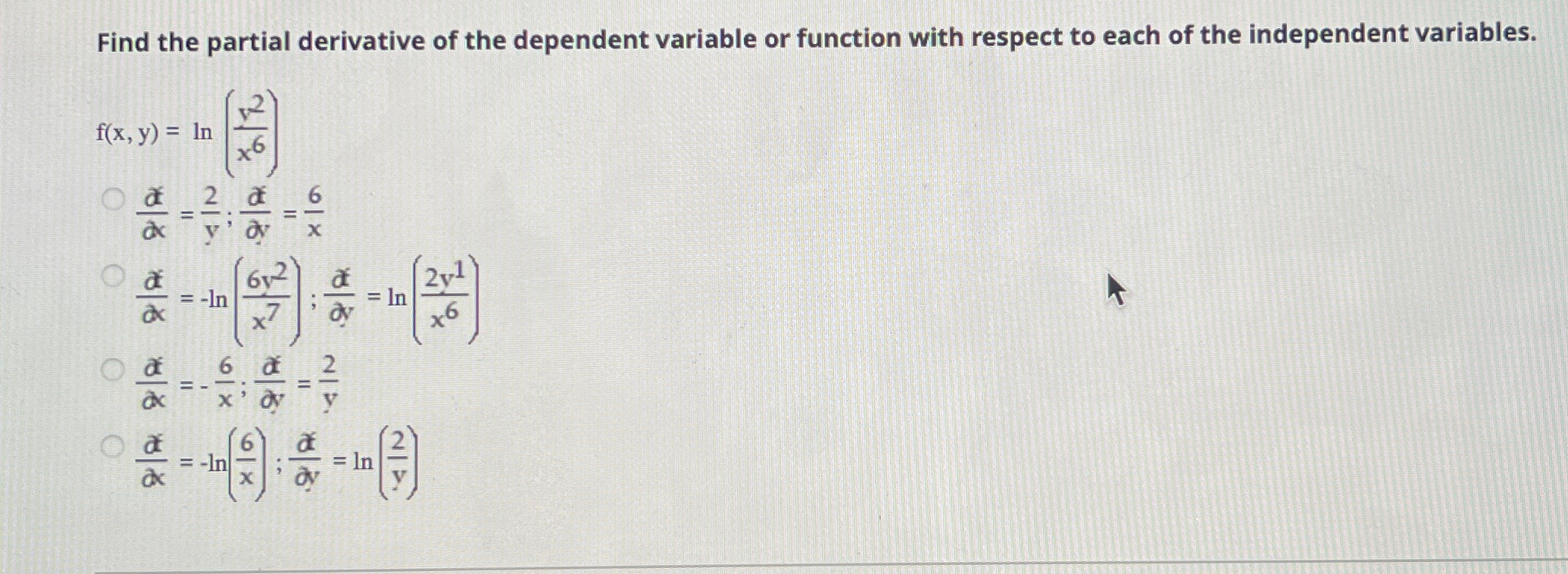 Solved Find the partial derivative of the dependent variable | Chegg.com