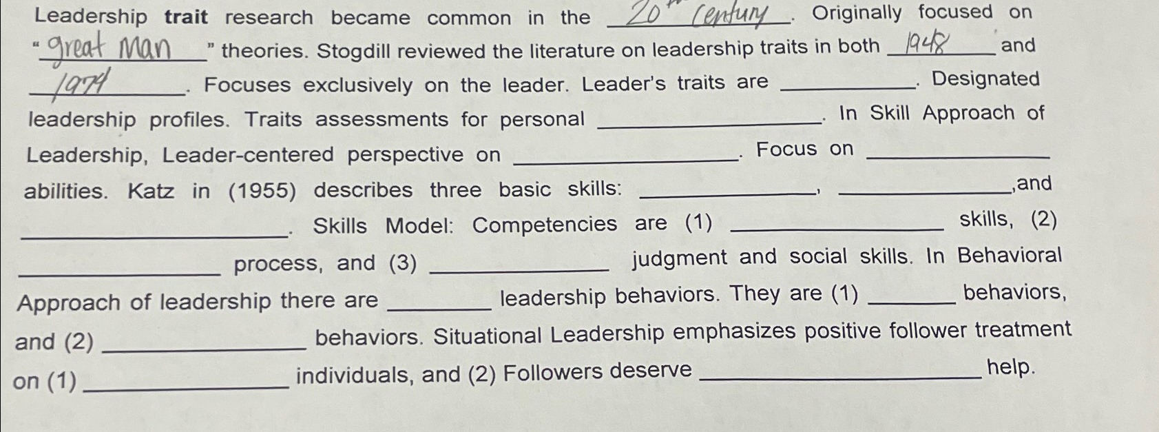 Solved Leadership trait research became common in the q, | Chegg.com