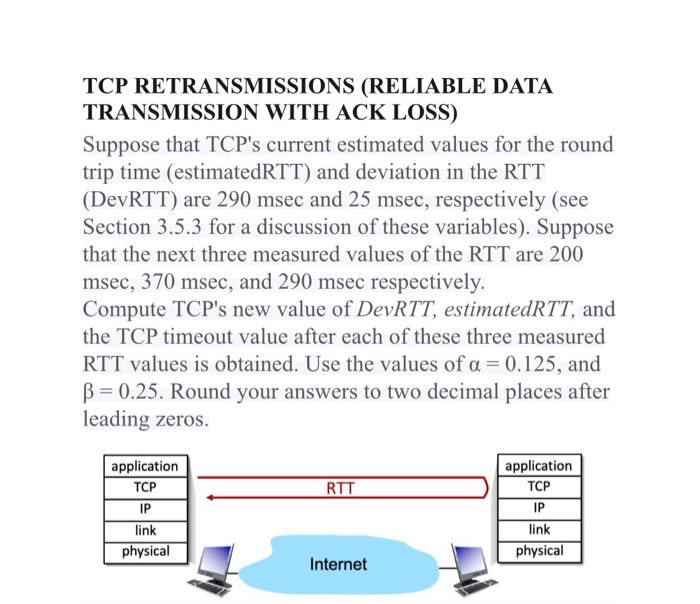 Solved TCP RETRANSMISSIONS (RELIABLE DATA TRANSMISSION WITH | Chegg.com