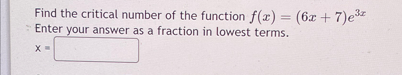 Solved Find the critical number of the function | Chegg.com