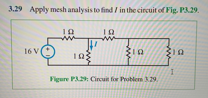 Solved 3.29 Apply mesh analysis to find I in the circuit of | Chegg.com