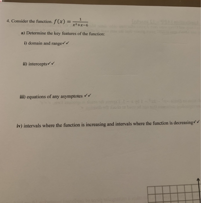 Solved 4. Consider the function. f(x) = 1 x2+x-6 a) | Chegg.com