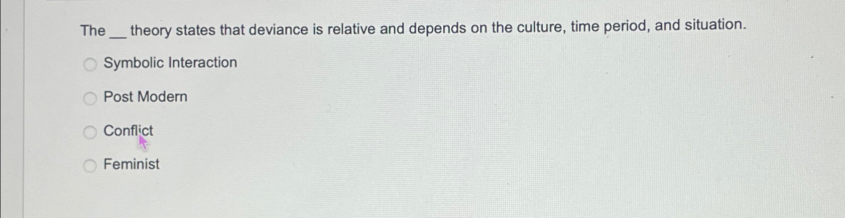 Solved The q, ﻿theory states that deviance is relative and | Chegg.com