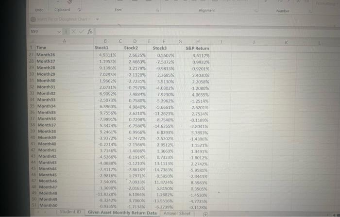 2. Check tho "Given Asset Monthly Return Data' | Chegg.com