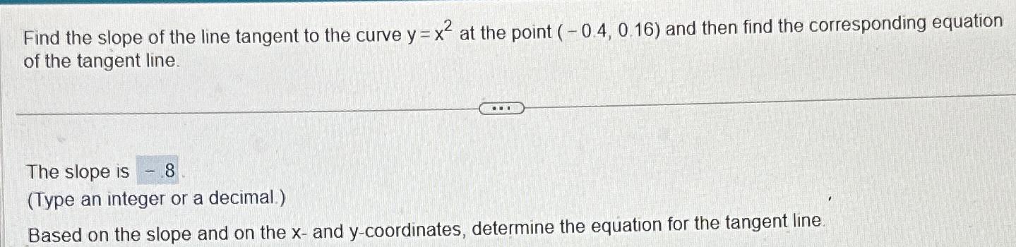 Solved Find the slope of the line tangent to the curve y=x2 | Chegg.com