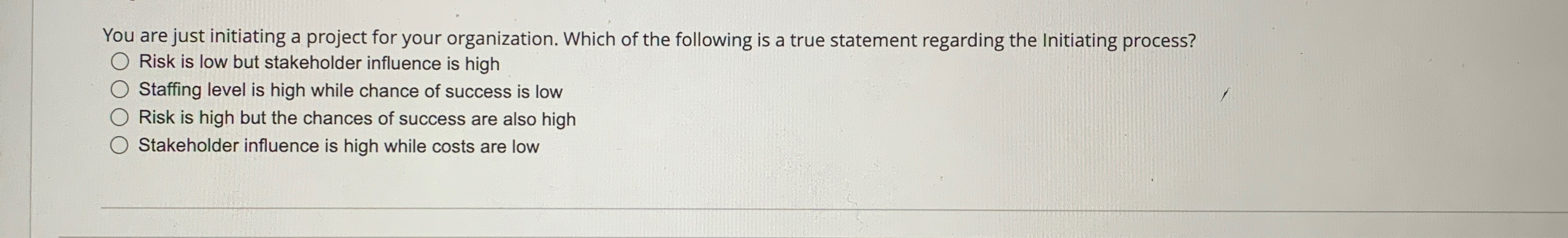 Solved You are just initiating a project for your | Chegg.com
