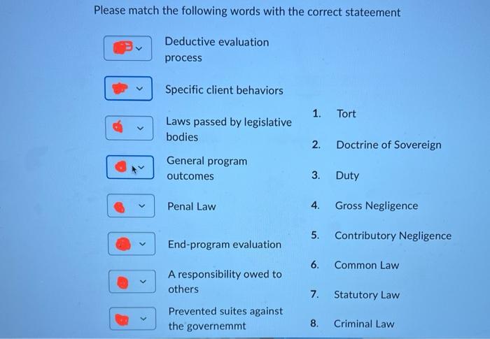 Please match the following words with the correct | Chegg.com
