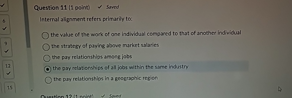 Solved Question 11 (1 ﻿point)SavedInternal alignment refers | Chegg.com