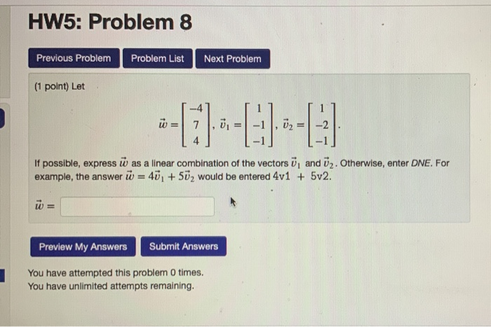 Solved HW5: Problem 8 Previous Problem Problem List Next | Chegg.com