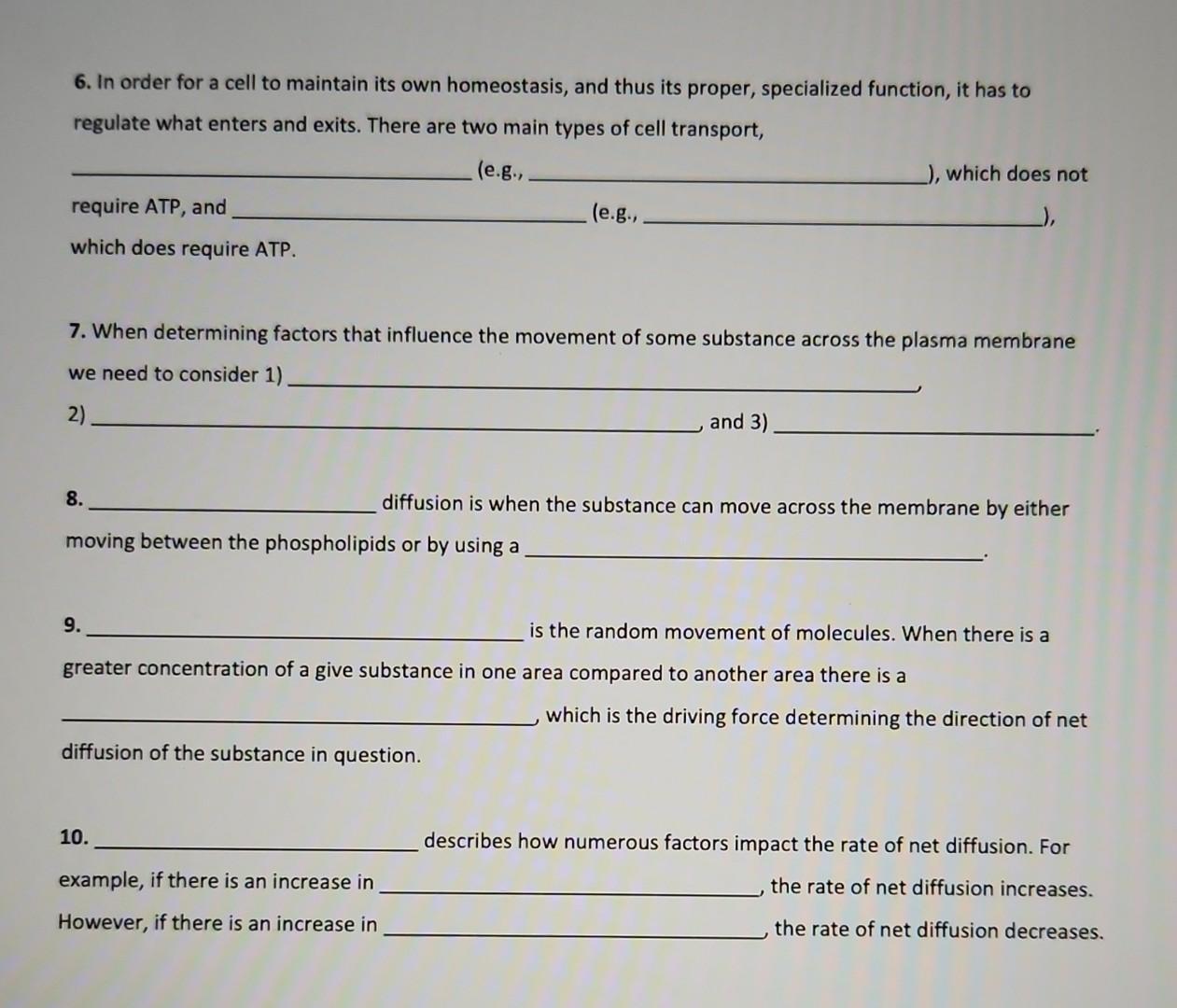 Solved Homeostasis and regulation 1. In order to maintain | Chegg.com