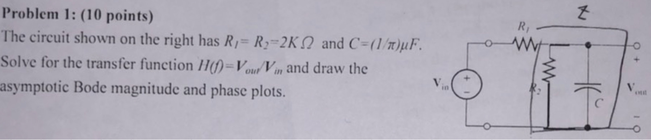 Solved Problem 1: (10 ﻿points)The circuit shown on the right | Chegg.com