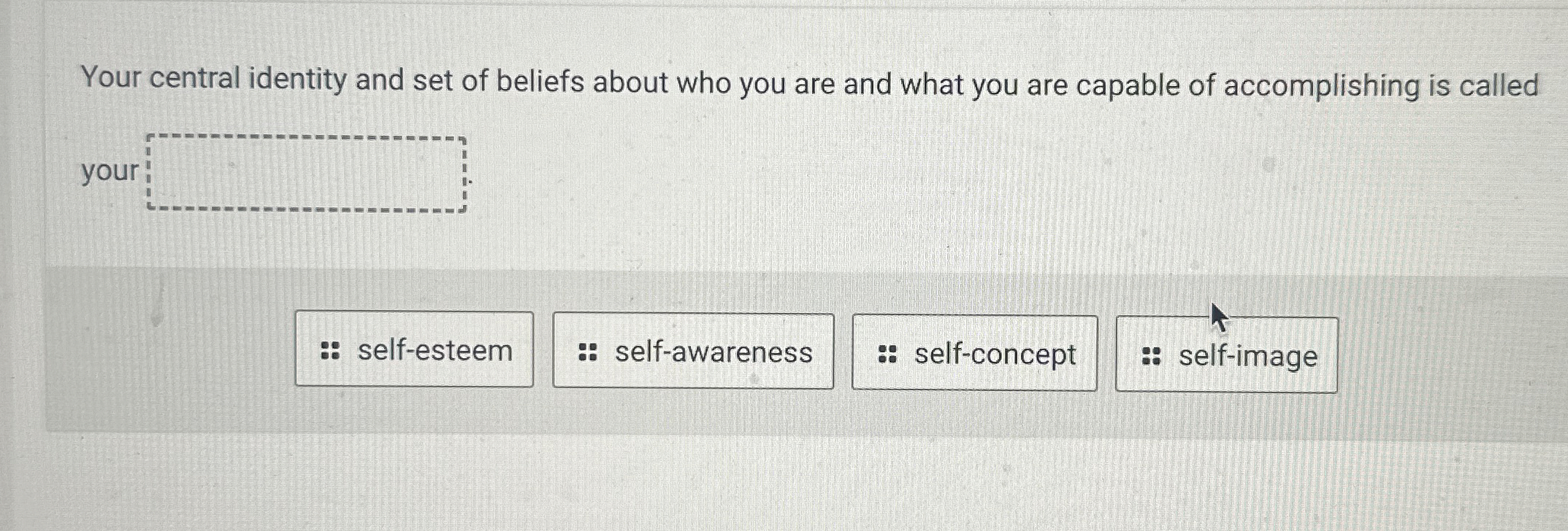 Solved Your central identity and set of beliefs about who | Chegg.com