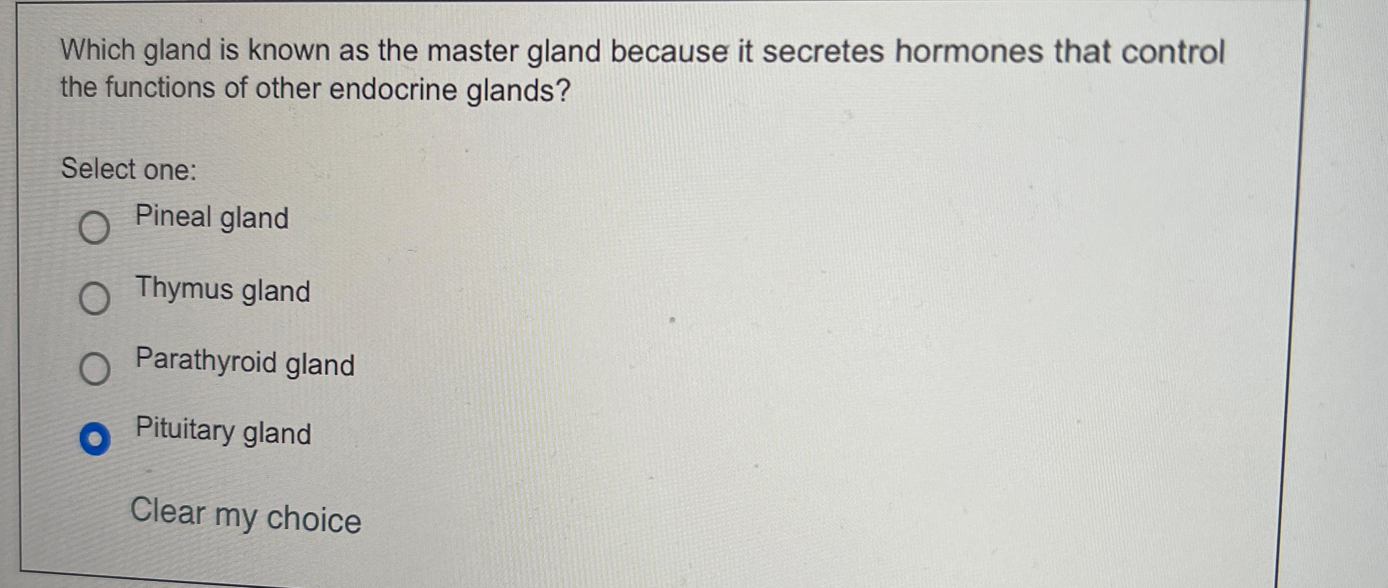 Solved Which gland is known as the master gland because it | Chegg.com
