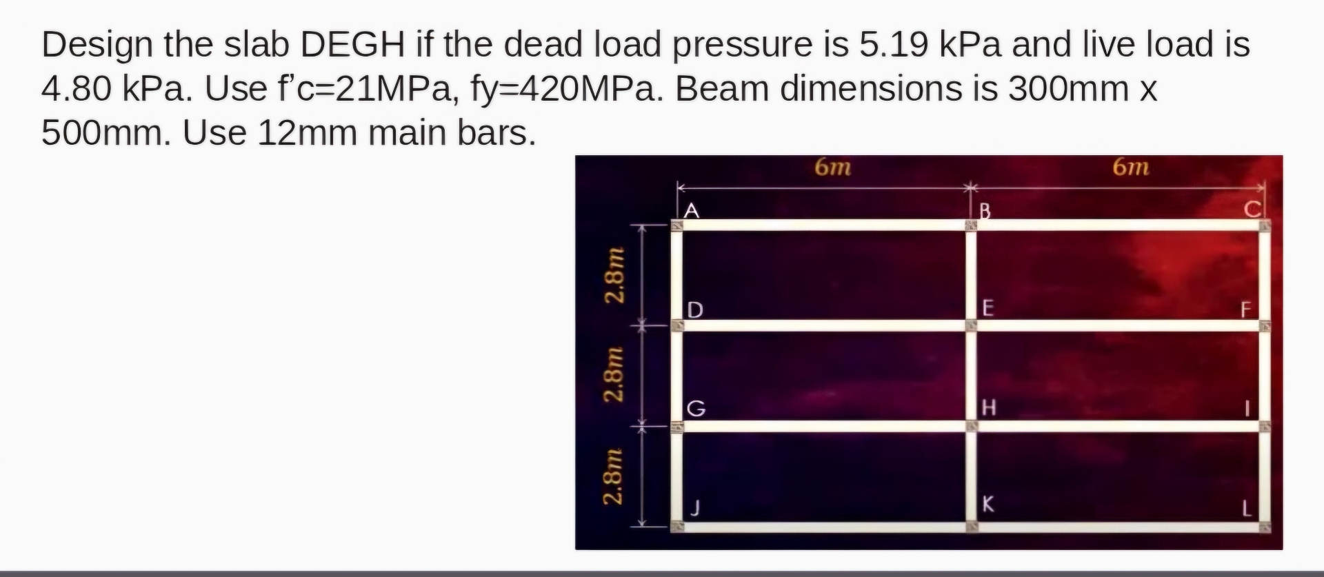 Solved Design the slab DEGH if the dead load pressure is | Chegg.com