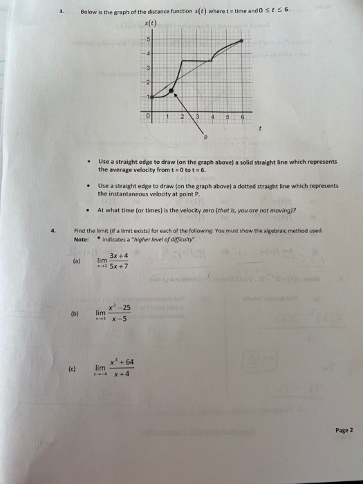 Solved 3. Below is the graph of the distance function (t) | Chegg.com