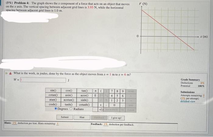 Solved (5\%) Problem 4: The graph shows the x component of a | Chegg.com