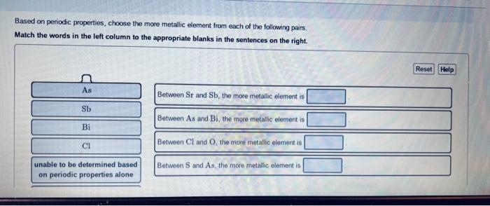 Solved Between Cl and O, the more metallic element is unable | Chegg.com
