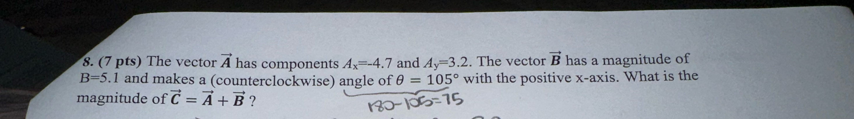 Solved (7 ﻿pts) ﻿The vector vec(A) ﻿has components Ax=-4.7 | Chegg.com