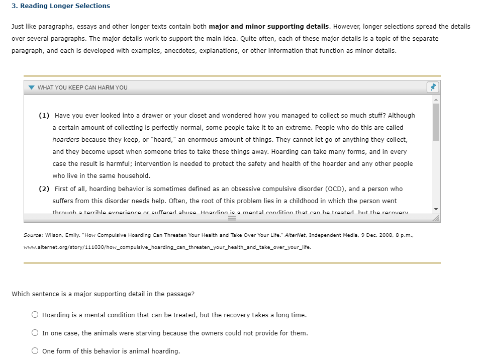 Solved Reading Longer SelectionsJust like paragraphs, essays | Chegg.com