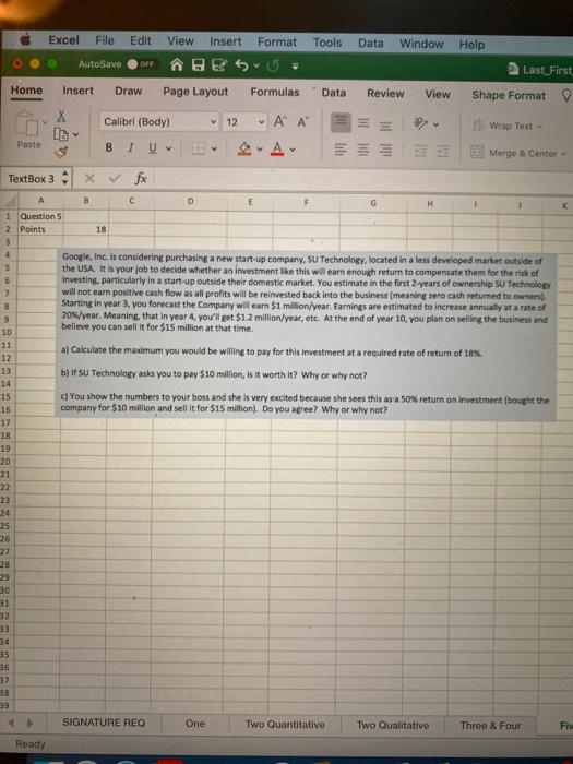 Solved Excel File Edit View Insert Format Tools Data Window | Chegg.com
