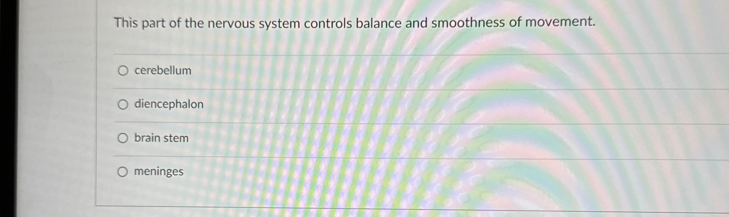 Solved This part of the nervous system controls balance and | Chegg.com