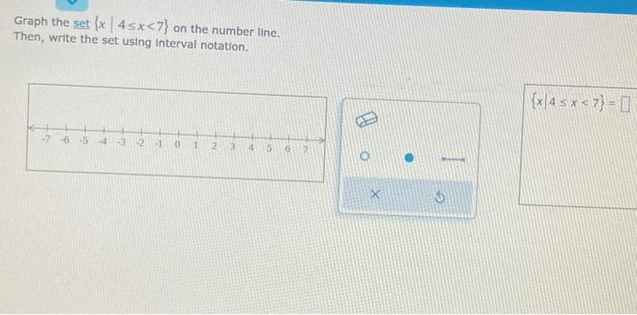 Solved Graph the set {x∣4≤x
