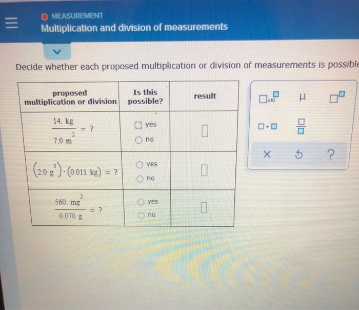 Solved O MEASUREMENT Multiplication and division of | Chegg.com