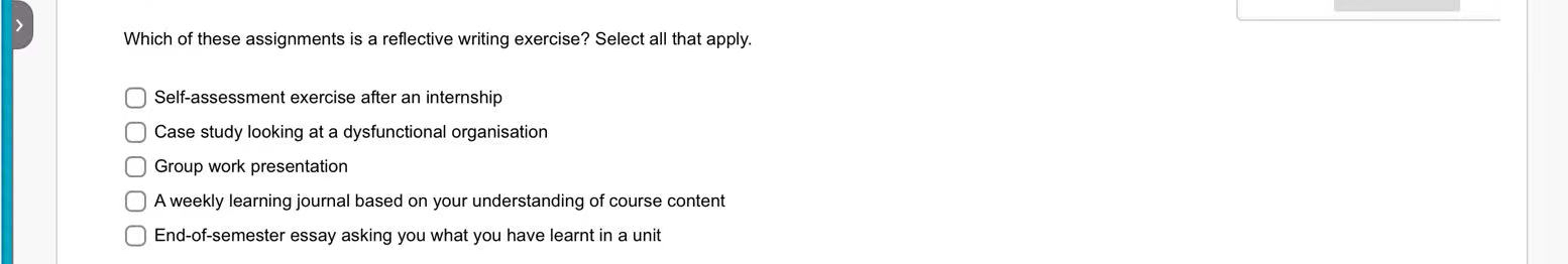 Solved Which of these assignments is a reflective writing | Chegg.com