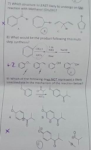 Solved Which structure is LEAST likely to undergo an SN1 | Chegg.com