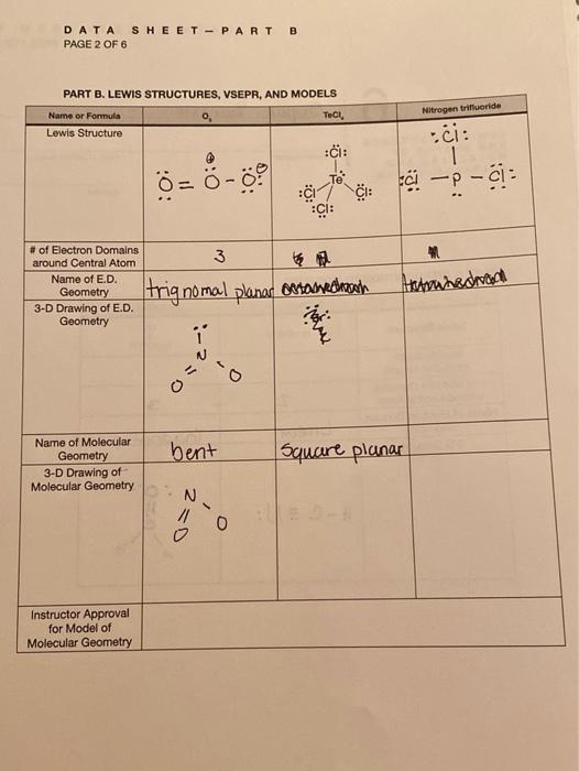 Solved DATA SHEET-PART B PAGE 2 OF 6 Nitrogen trifluoride | Chegg.com