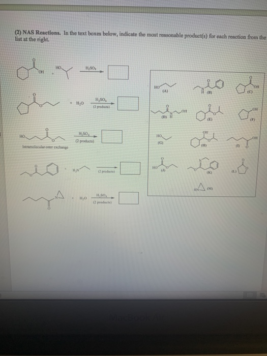 Solved (2) NAS Reactions. In the text boxes below, indicate | Chegg.com