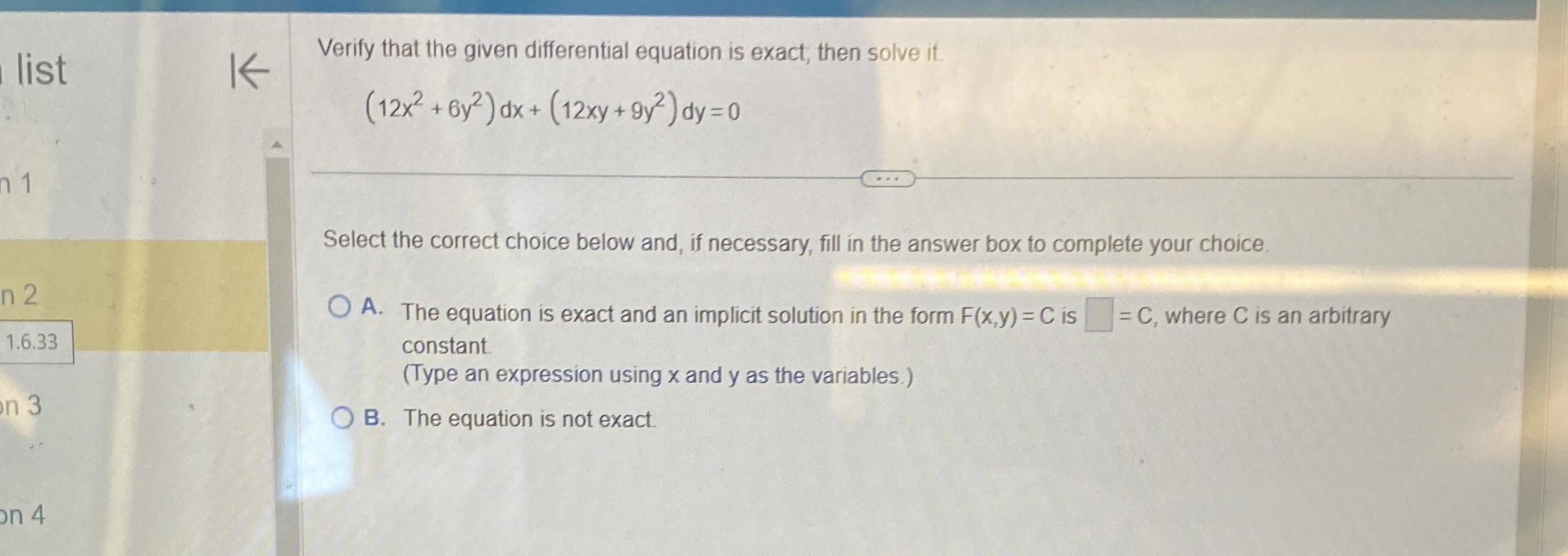 Solved Verify that the given differential equation is exact, | Chegg.com