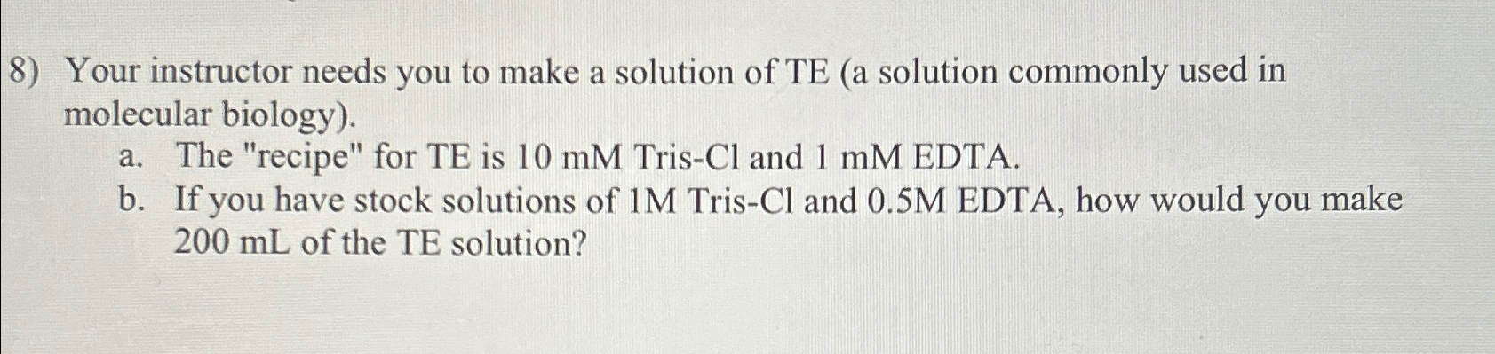 Solved Your instructor needs you to make a solution of TE (a | Chegg.com