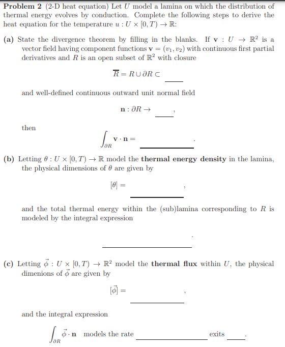 Solved Problem 2 (2-D heat equation) Let U model a lamina on | Chegg.com