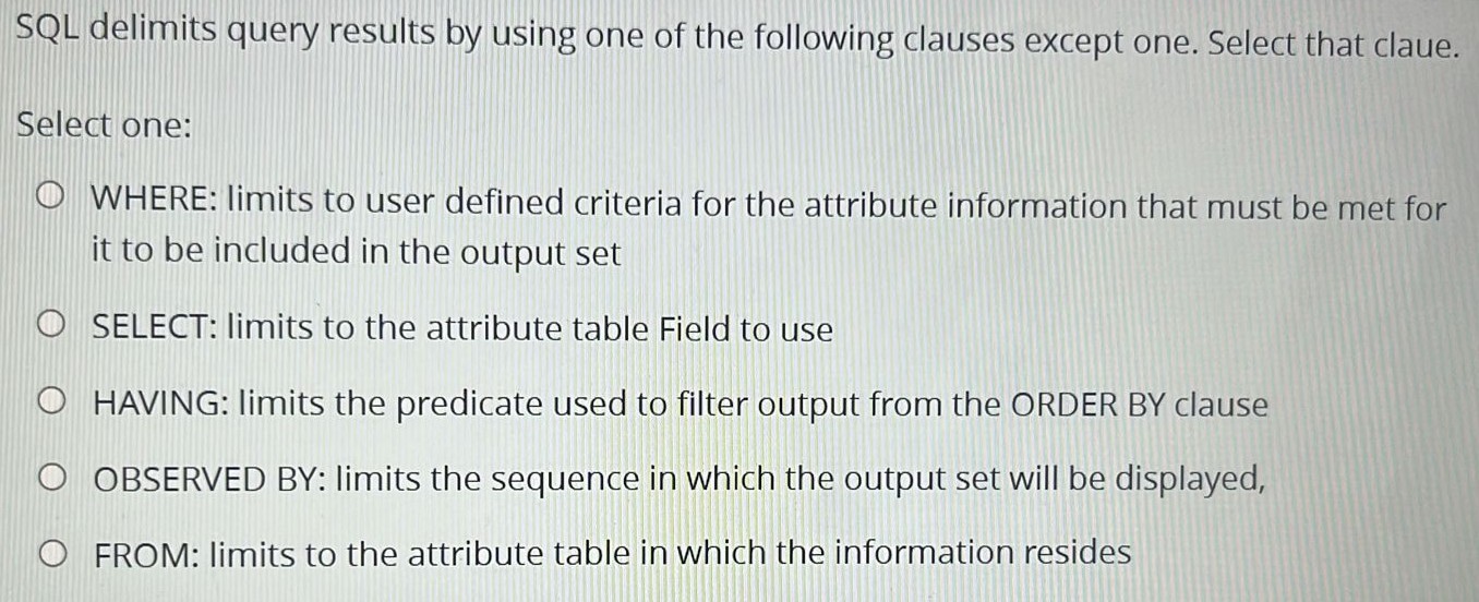 Solved SQL delimits query results by using one of the | Chegg.com