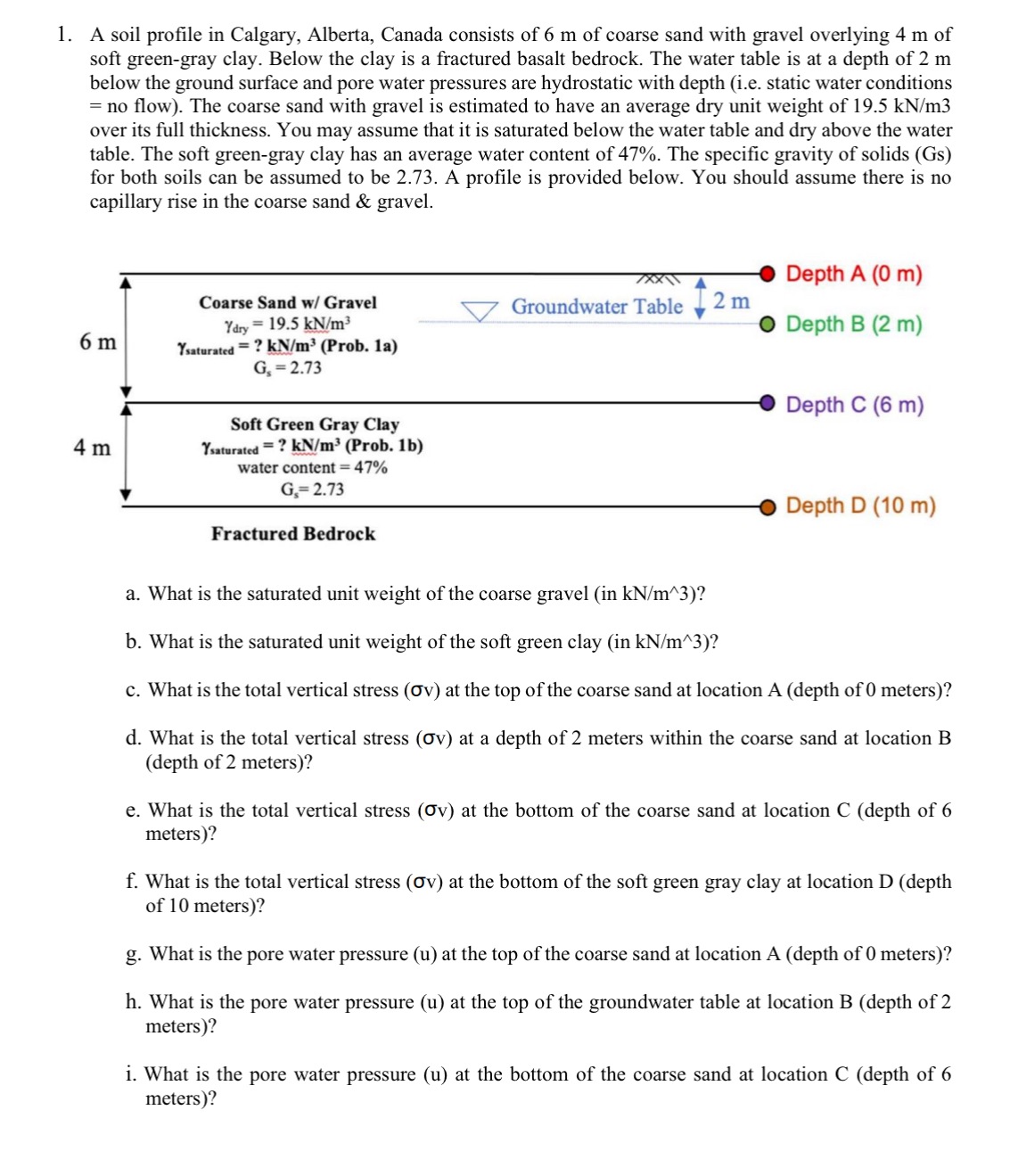 Solved PLS HELP A-Q!!A soil profile in Calgary, Alberta, | Chegg.com