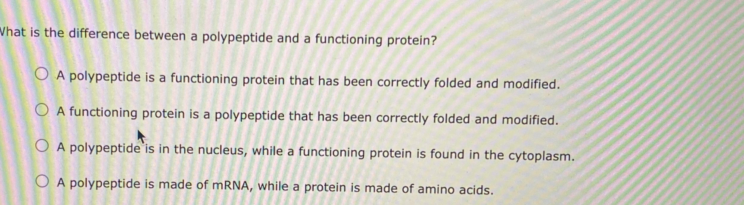 Solved Vhat is the difference between a polypeptide and a | Chegg.com
