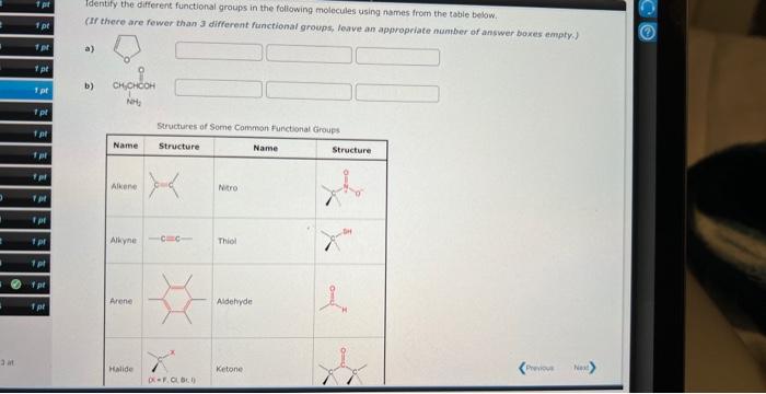 Solved Fientify the different functional groups in the | Chegg.com