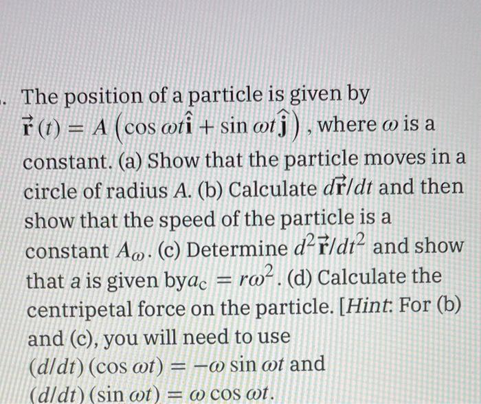 Solved The position of a particle is given by | Chegg.com