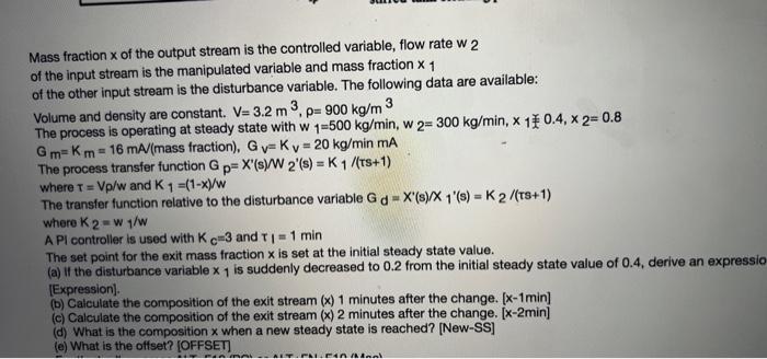 Solved Feedback control system to control the composition of | Chegg.com