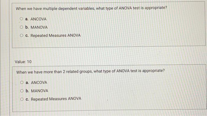 Solved When we have multiple dependent variables, what type | Chegg.com