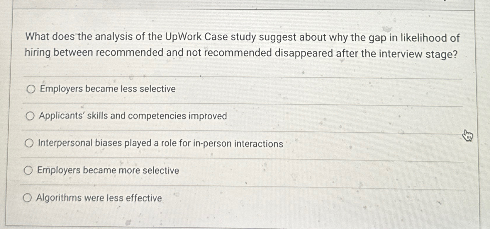 Solved What does the analysis of the UpWork Case study | Chegg.com