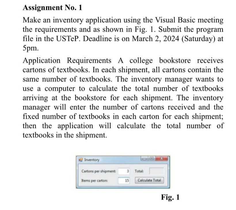 Solved Assignment No. 1Make an inventory application using | Chegg.com