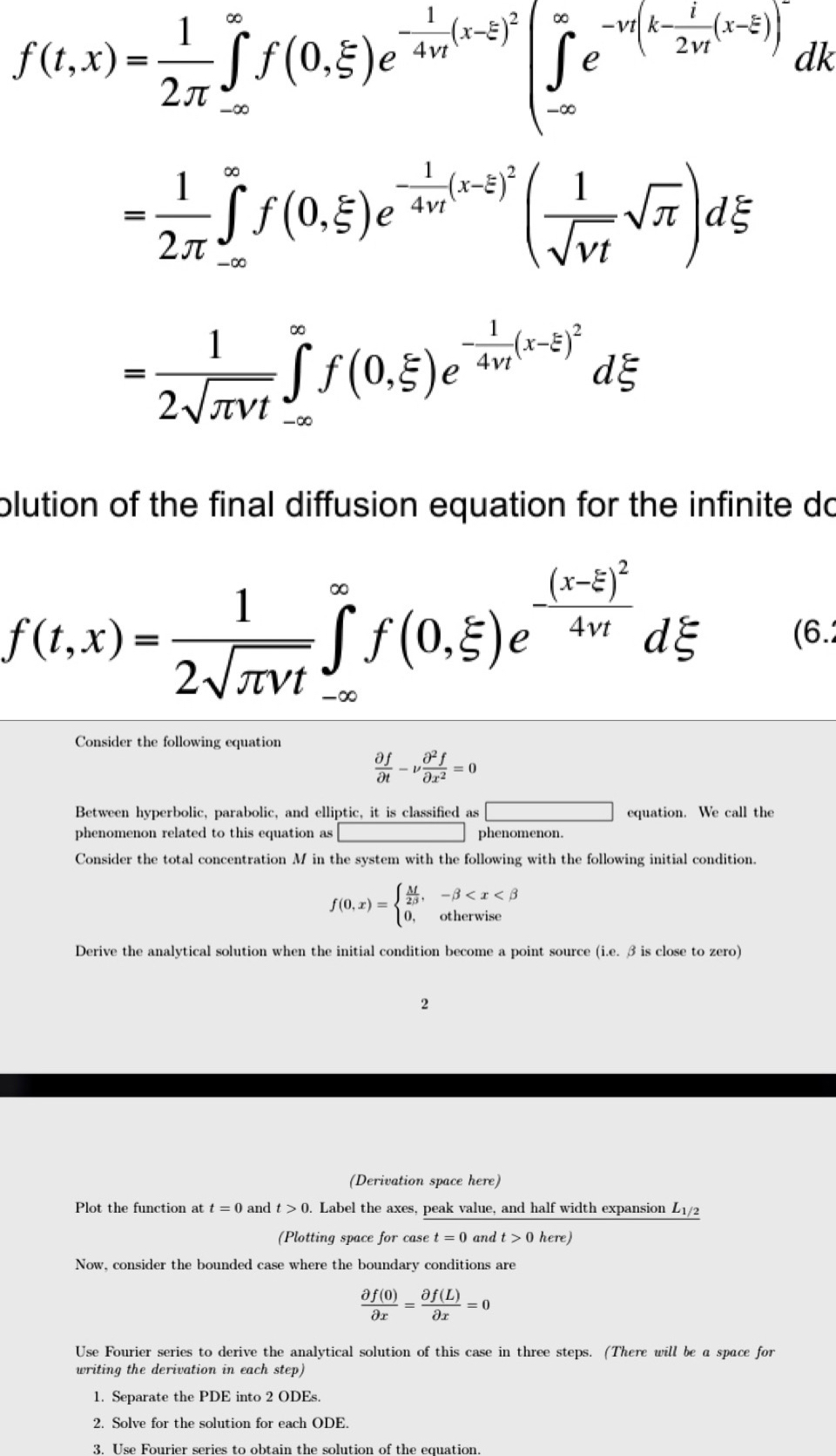 Solved The solution of diffusion equation for infinite | Chegg.com