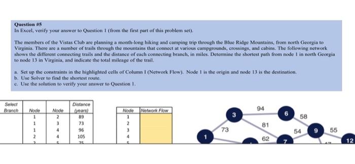 Question \#5 In Excel, verify your answer to Question | Chegg.com